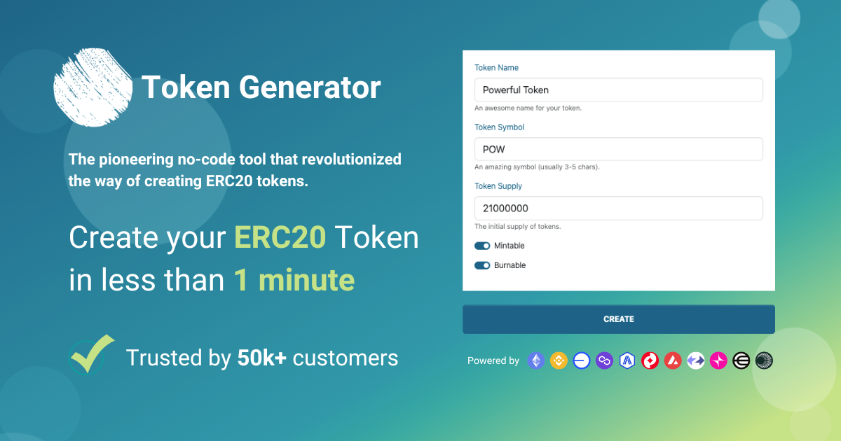 Token Generator © Create Your Own Erc20 Token